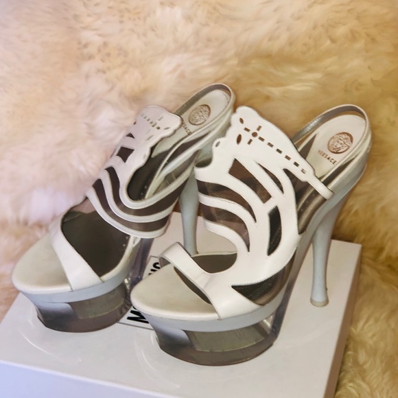 Versace | Shoes | Versace White Plexiglass Platform Sandals | Poshmark